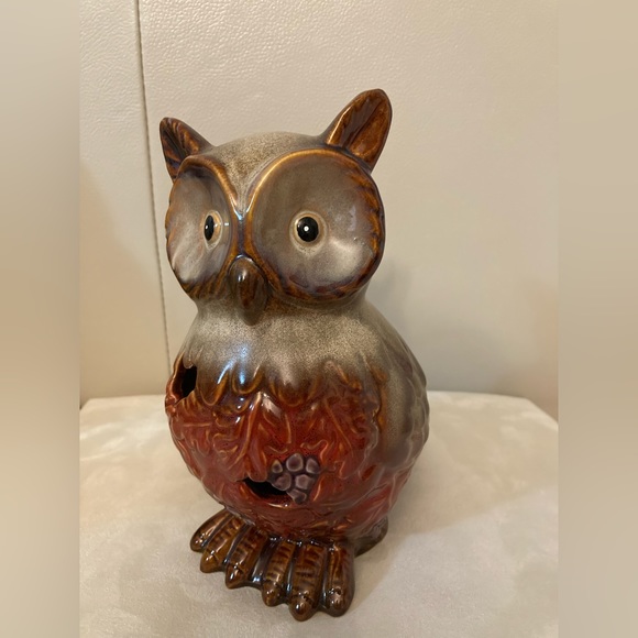 Accents | Ceramic Owl Statue With Openings Different Shades Of Brown ...